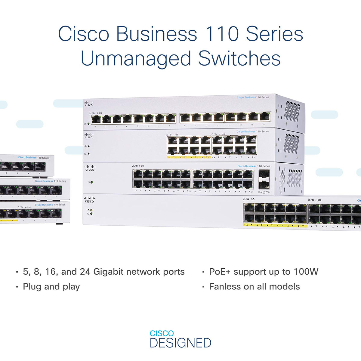 Cisco Business CBS110-16PP-D Unmanaged Switch | 16 Port GE | Partial ...
