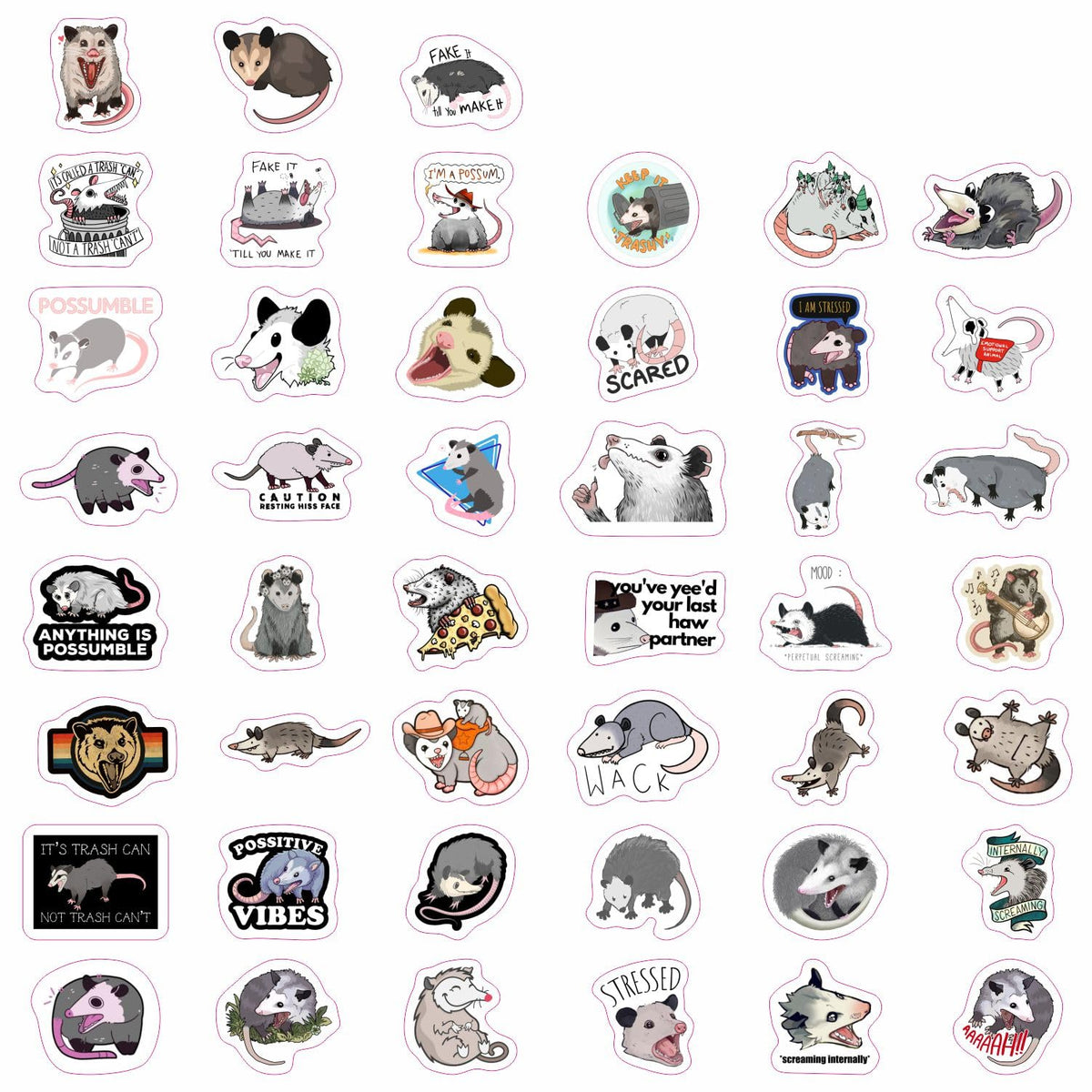 Possum Stickers For Water Bottles, Opossum Laptop Decals Possum Party ...