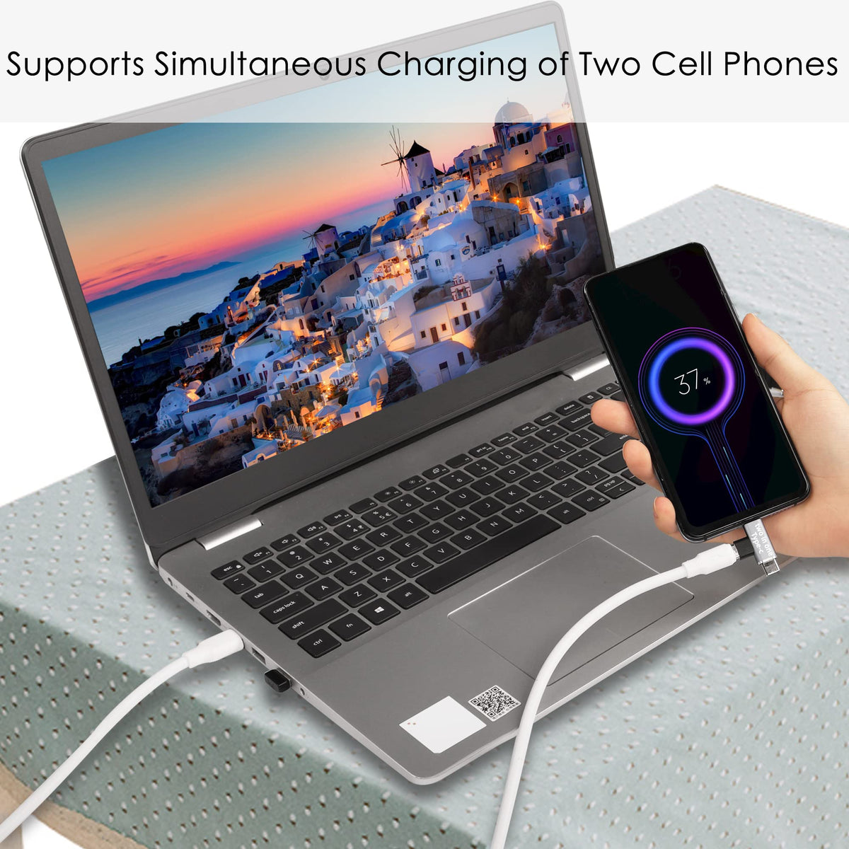 Qianrenon 2 In 1 Usb C Charging Power Splitter Adapter Type C 1 Female ...