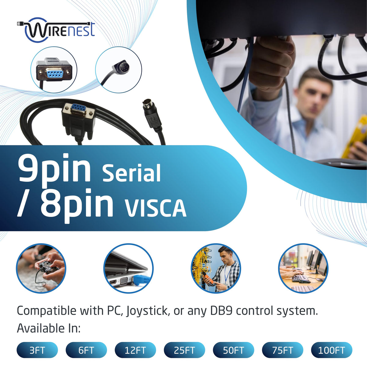 Wirenest 75Ft Visca Ptz Camera Control Cable For Sony Evi/Brc/Srg Seri ...