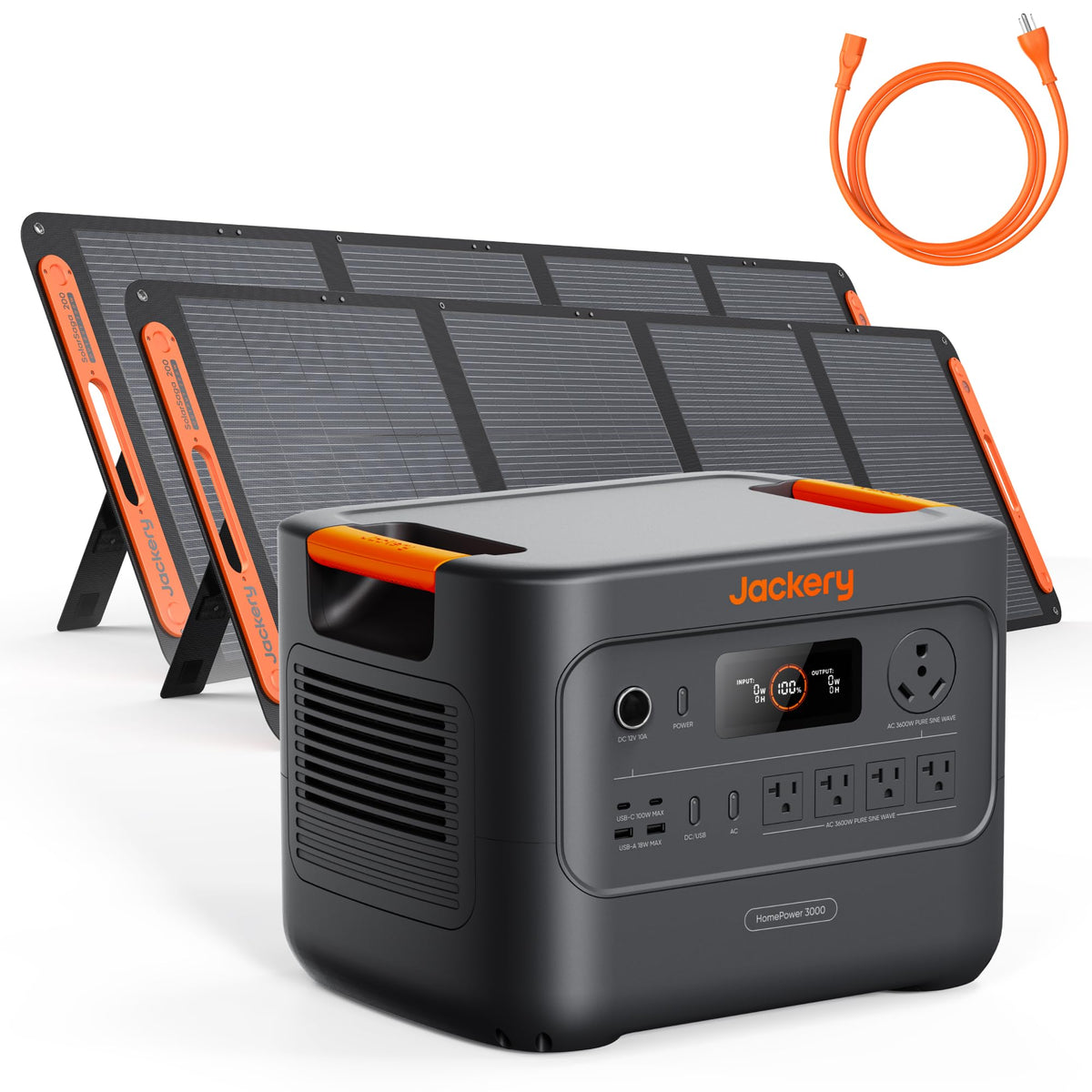 Jackery HomePower 3000 Portable Power Station with AC Cable and 2x 200 ...