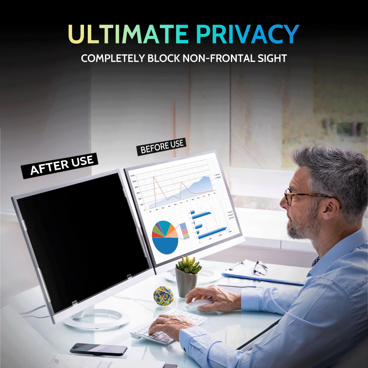 Peslv 2 Pack 27 Inch 16:9 Computer Privacy Screen For Widescreen Monit ...