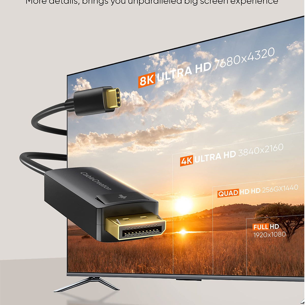CableCreation 8K USB C to DisplayPort 1.4 Cable 6FT (8K@60Hz, 4K@144Hz ...