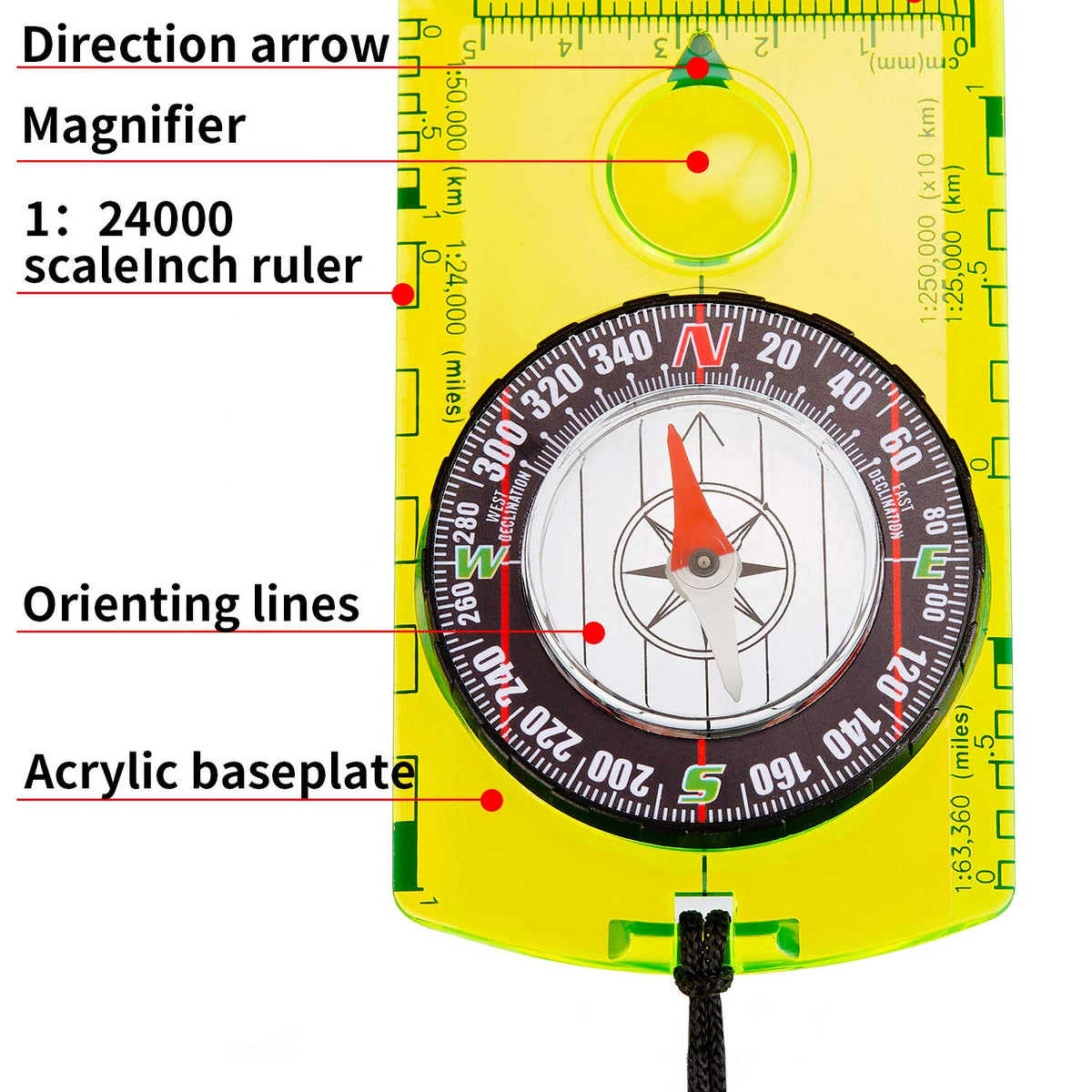Gejoy 4 Pieces Hiking Compass Orienteering Compass Map Navigation Gear ...