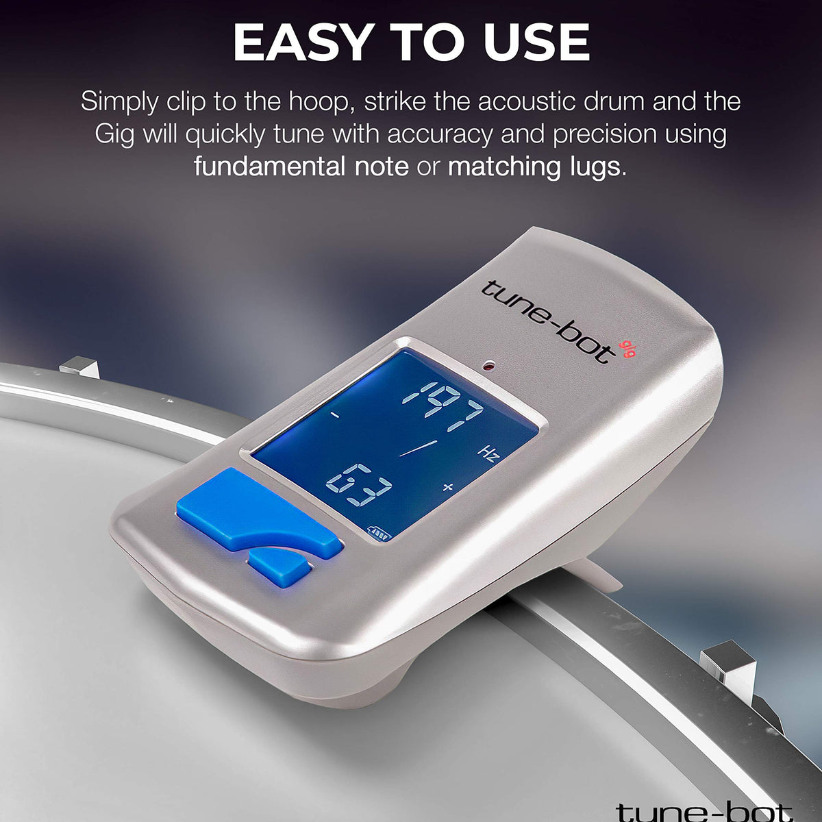 Tune-Bot Gig Clip-On Digital Drum Tuner with Backlit LCD Display for ...
