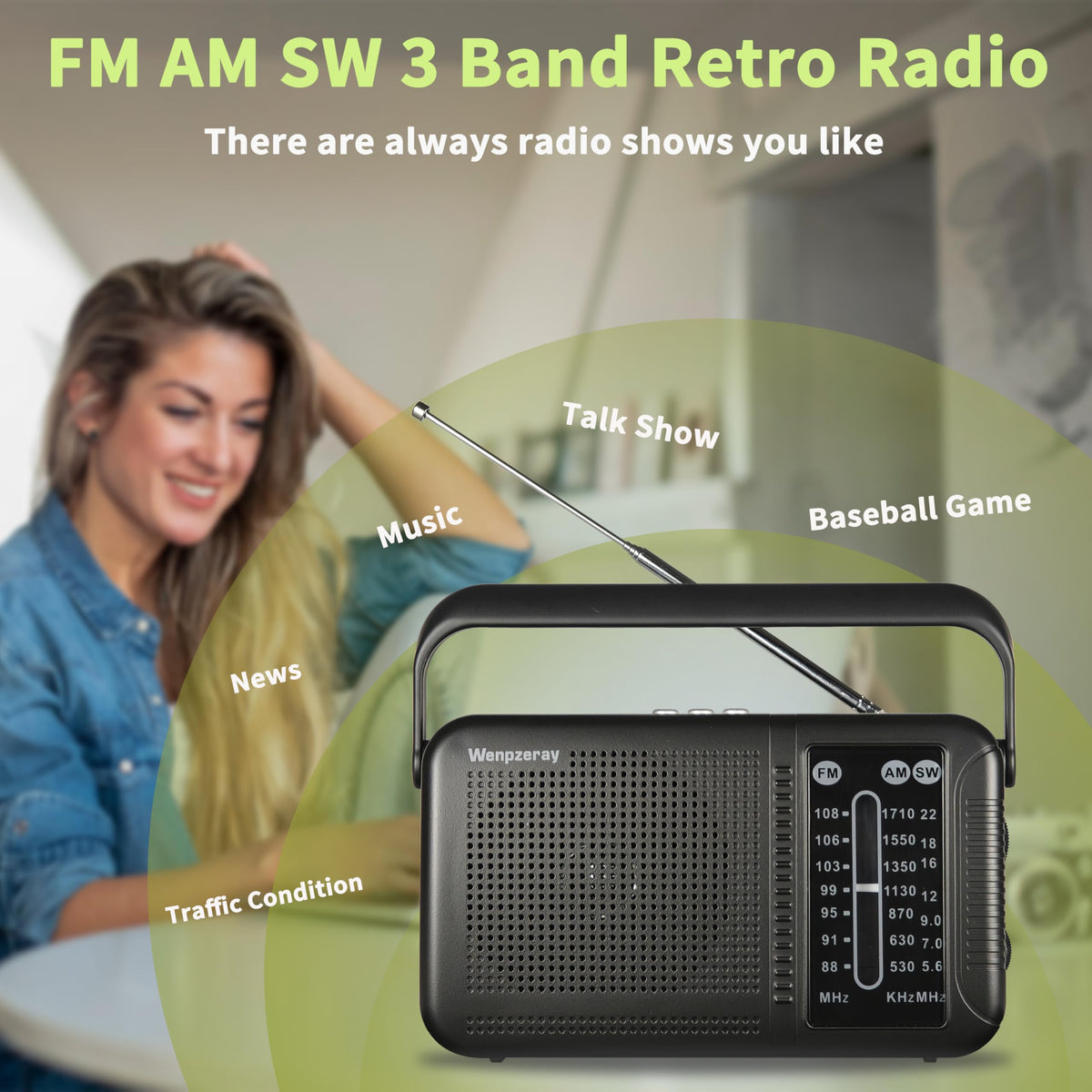 Shortwave Am Fm Radio, Retro Receiver Bluetooth Speaker Great Reception ...