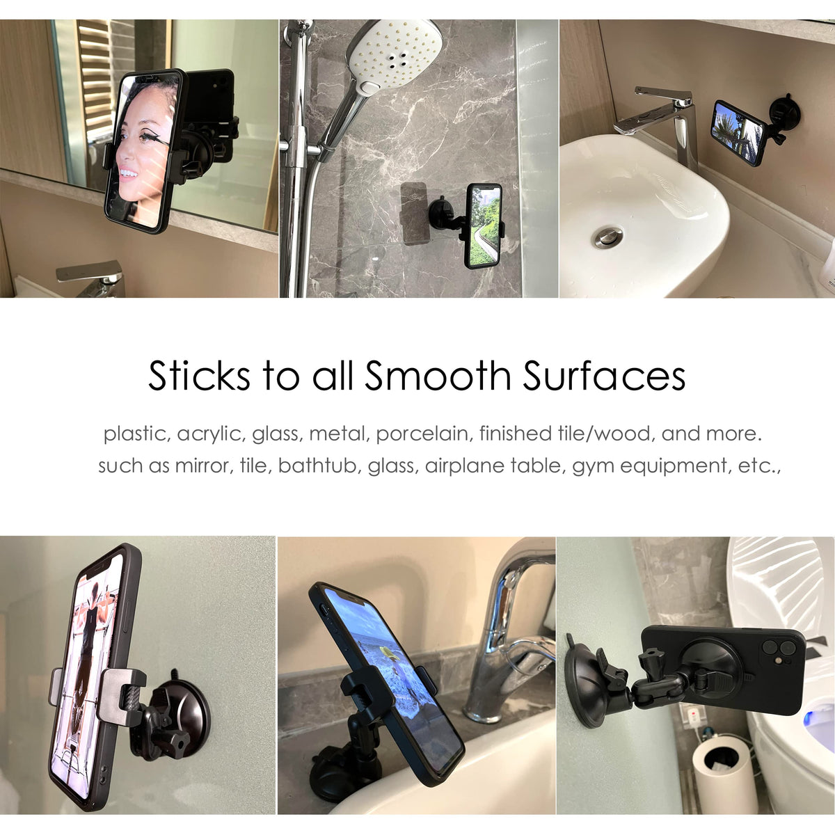 Universal Mirror Shower Phone Holder, Multi Directional Dual 360 Degre ...