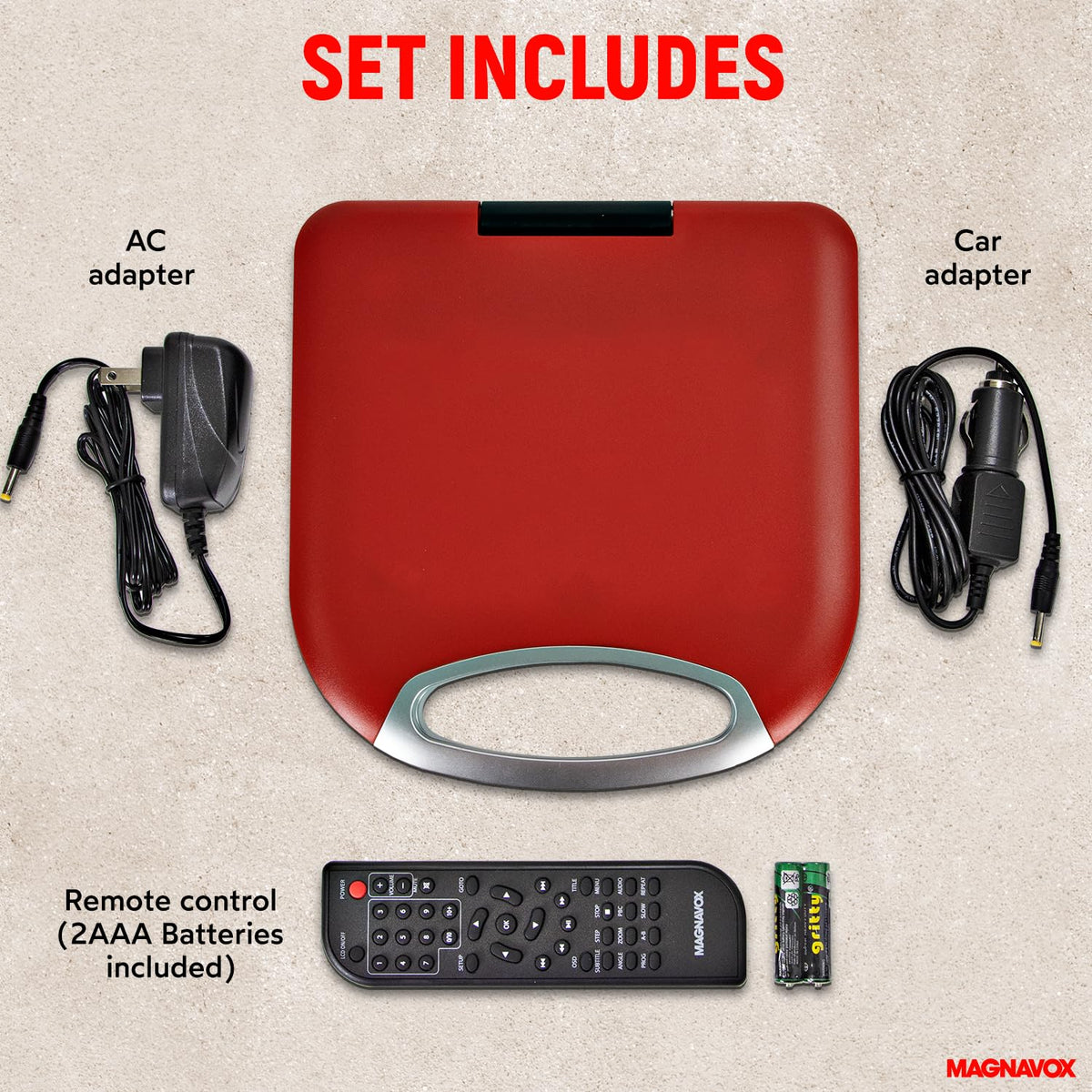 Magnavox MTFT750-RD Portable 7 inch TFT DVD/CD Player with Remote ...