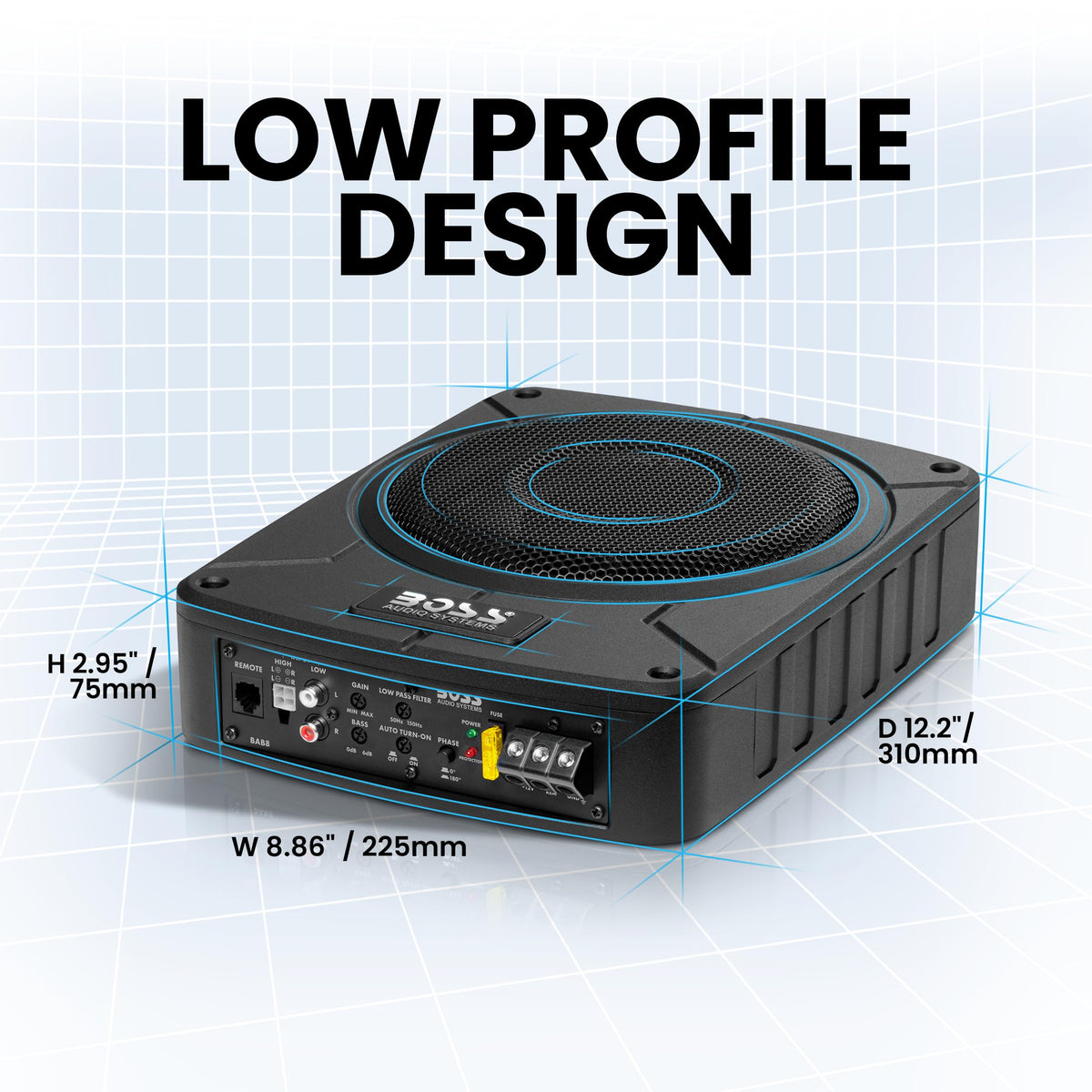 BOSS Audio Systems BAB8 8 Inch Powered Subwoofer - 800W Max, Black, Po ...