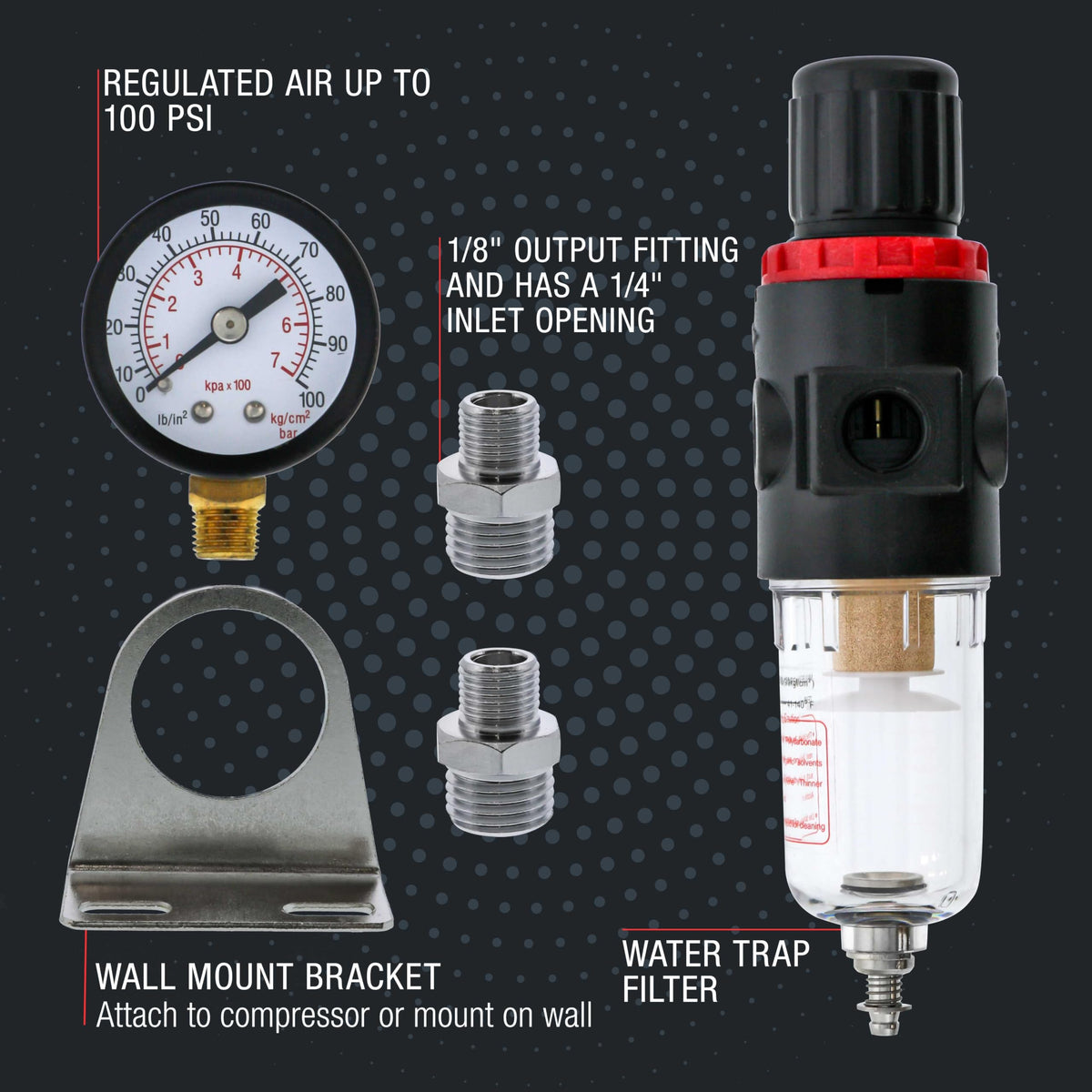 Master Airbrush True Diaphragm Airbrush Pressure Regulator With Gauge ...