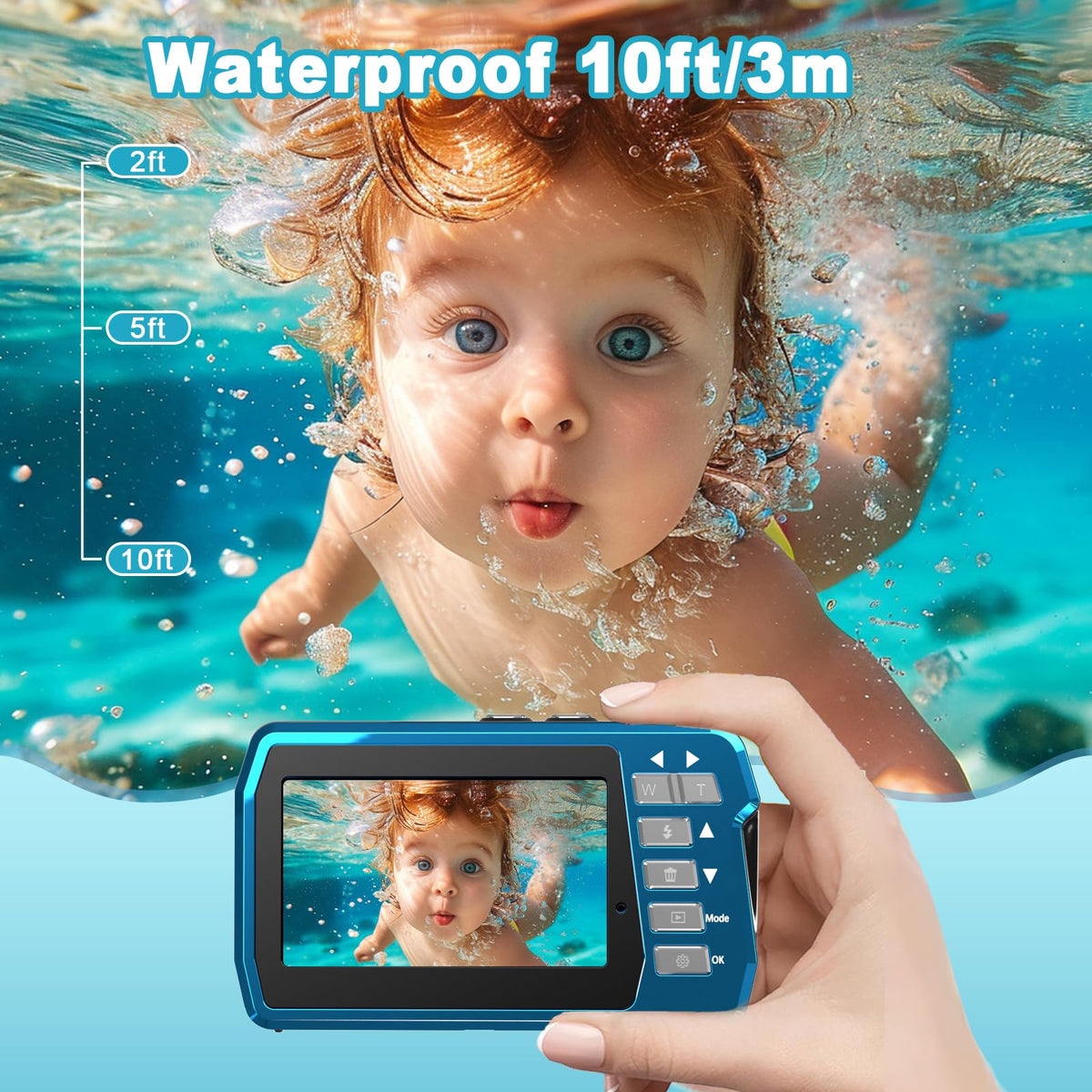 Waterproof Digital Camera, Underwater Camera With 32Gb Card(Installed ...