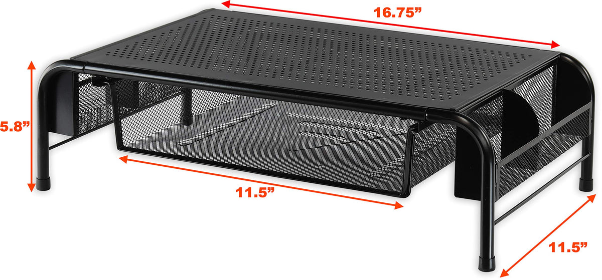 Simple Houseware 2Pk Metal Desk Monitor Stand Riser With Organizer Dra ...