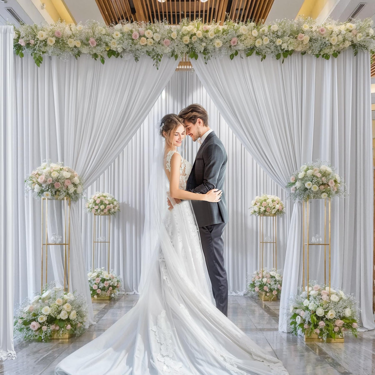 10Ft X 7Ft Silver Grey Backdrop Curtain For Parties Wedding Wrinkle Fr ...