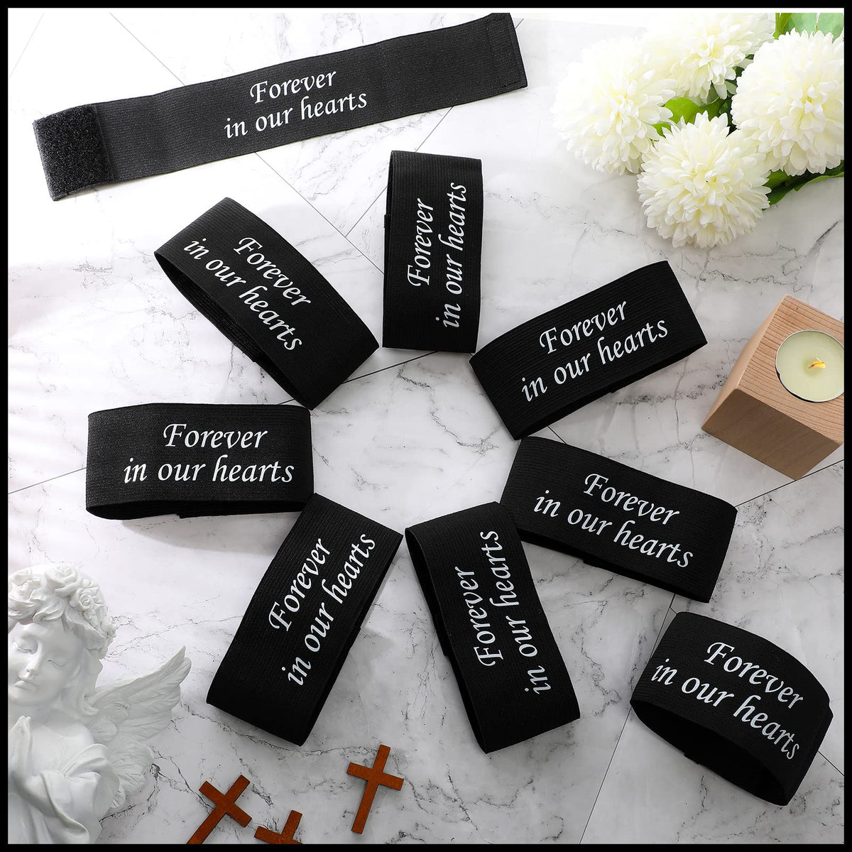 Unittype 25 Pcs Mourning Arm Band Funeral Memorial Arm Band Elastic ...