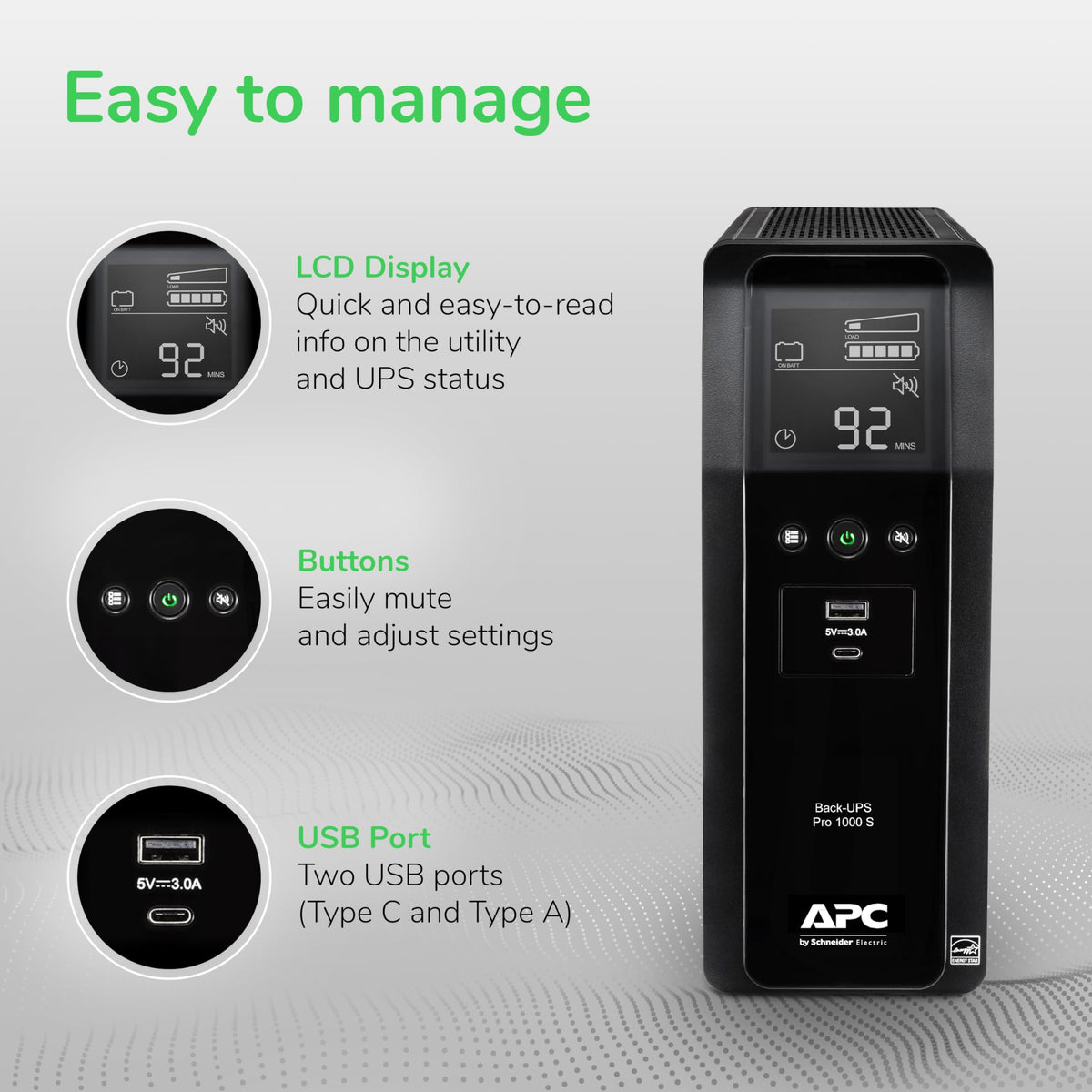 Apc Ups 1000Va Sine Wave Ups Battery Backup And Surge Protector, Br100 ...