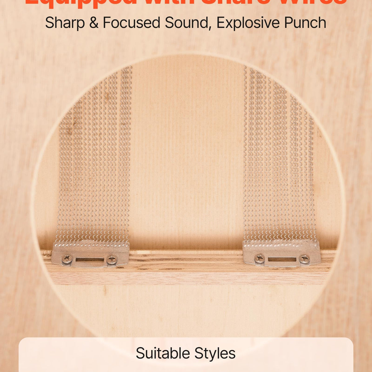 VEVOR Cajon Box Drum, with Internal Snare Wires, Lightweight Wooden ...