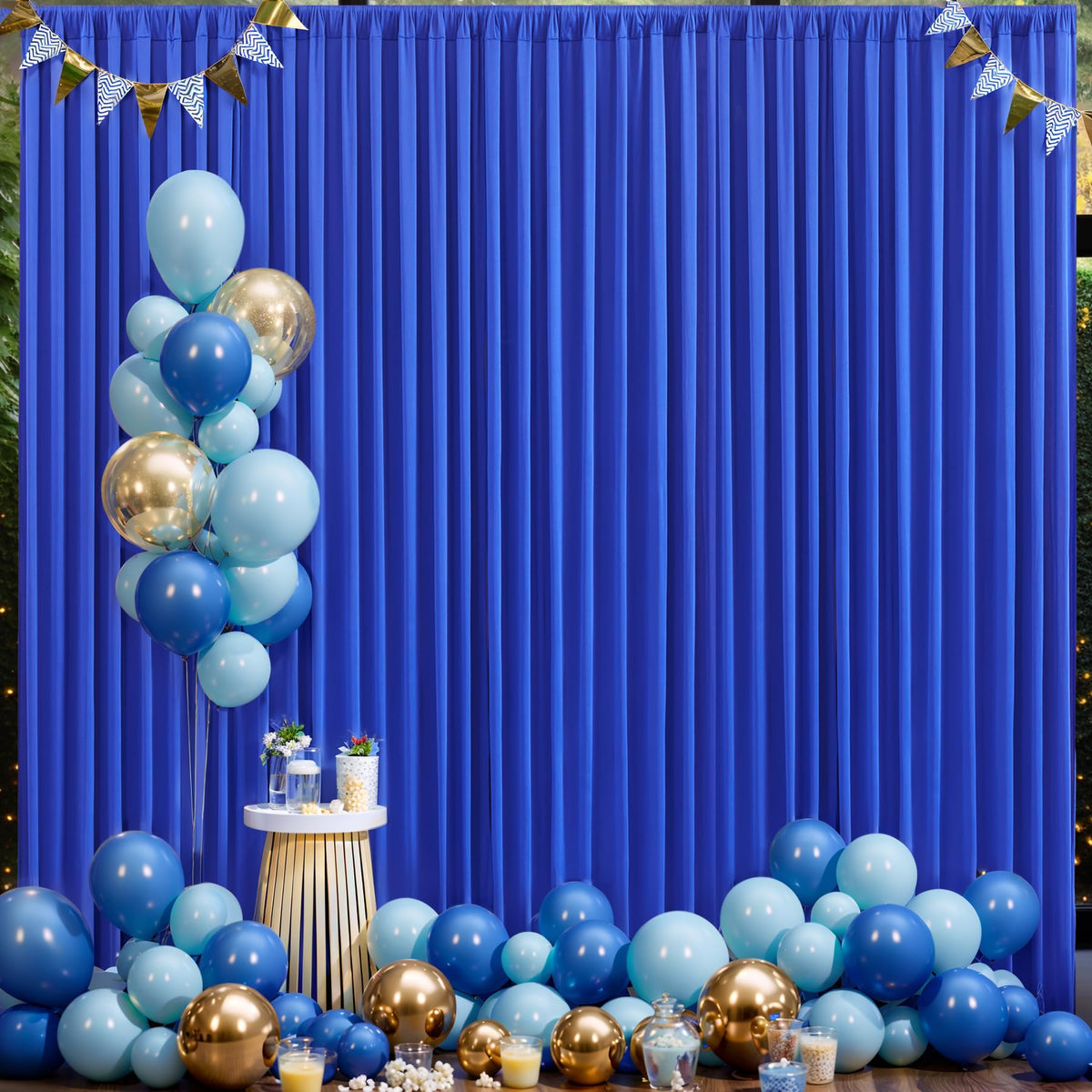 Royal Blue Backdrop Curtain For Parties Wrinkle Free Blue Photo Curtai ...