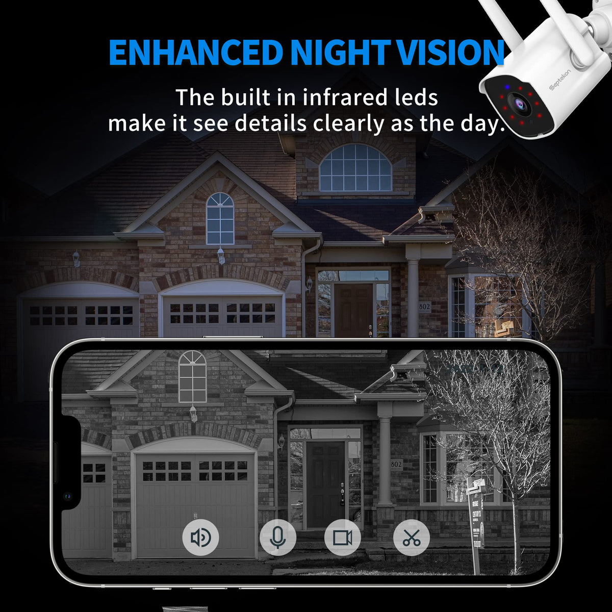 Septekon 2K Security Camera Outdoor 2 Pack, 2.4G Wifi Home Security Ca ...