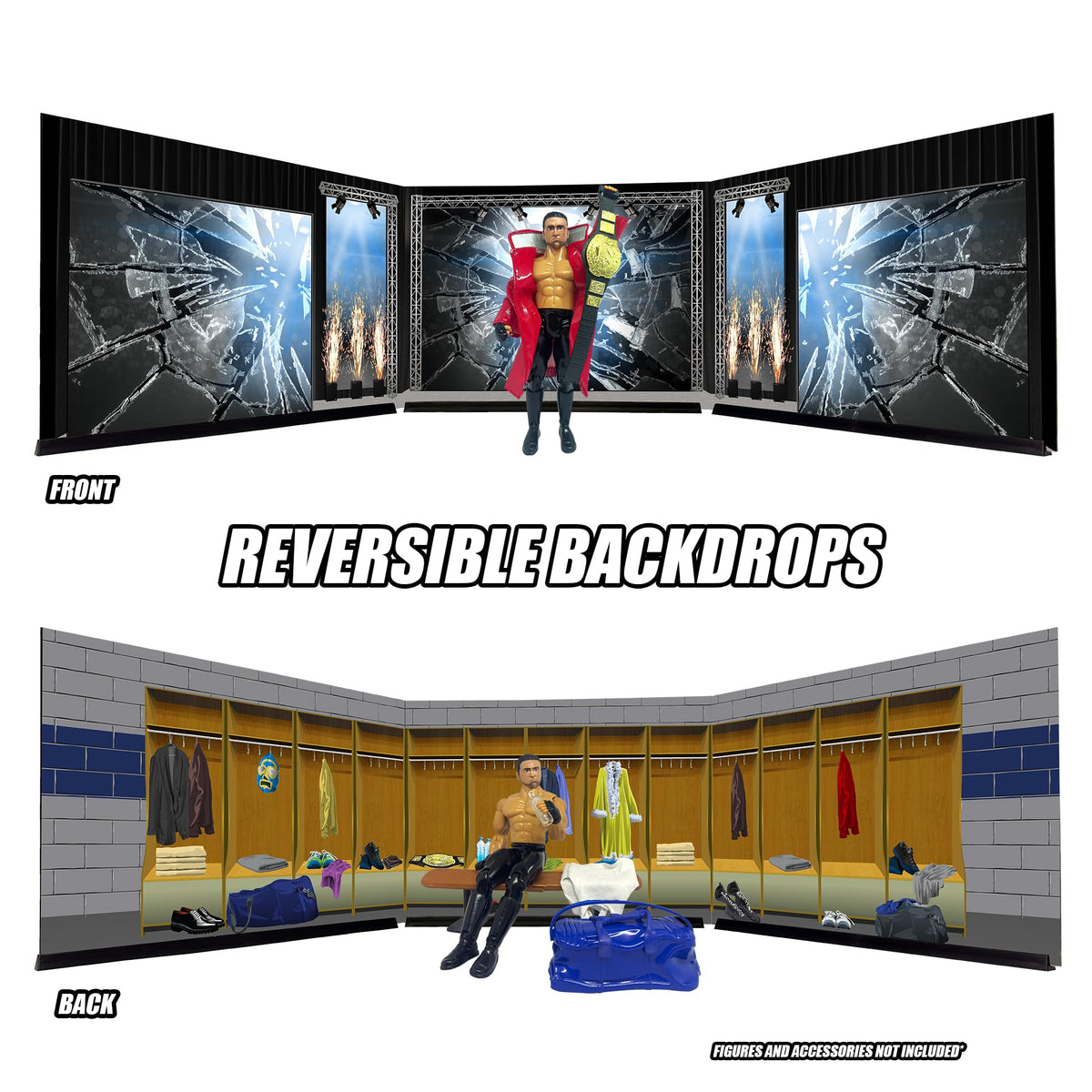 Reversible Wrestling Action Figure Backdrop Dioramas For Wwe & Aew Wre ...