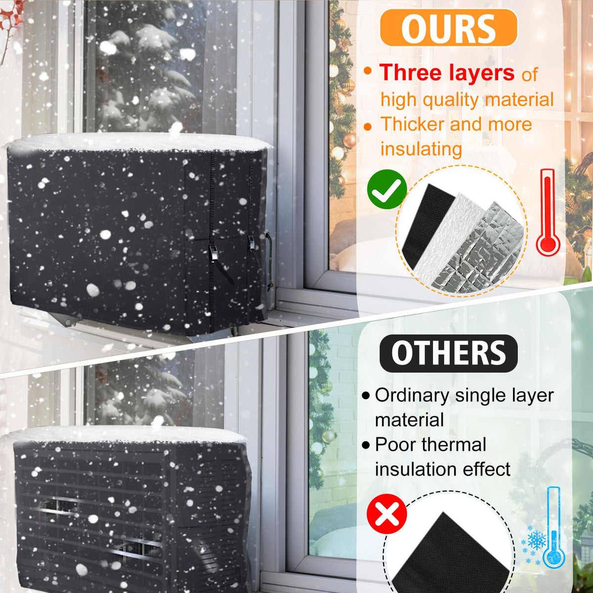 Air Conditioner Covers For Window Units 3 Layers Insulation Outside Ac ...