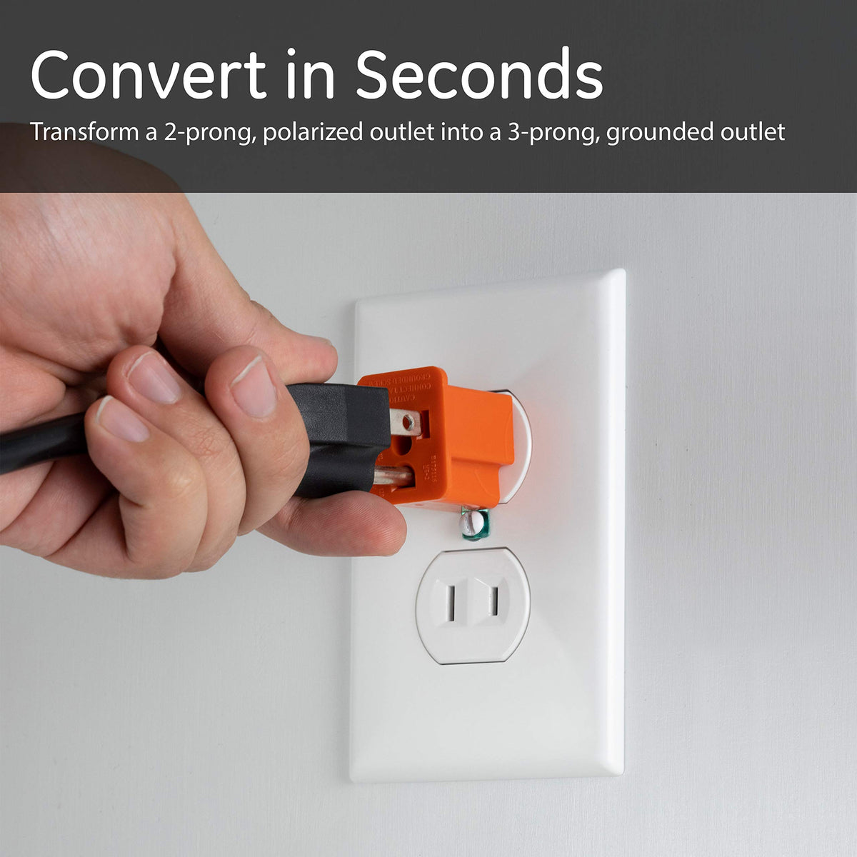 GE Polarized Grounding Outlet Extender, 2 Pack, Turn 2-Prong into 3 ...