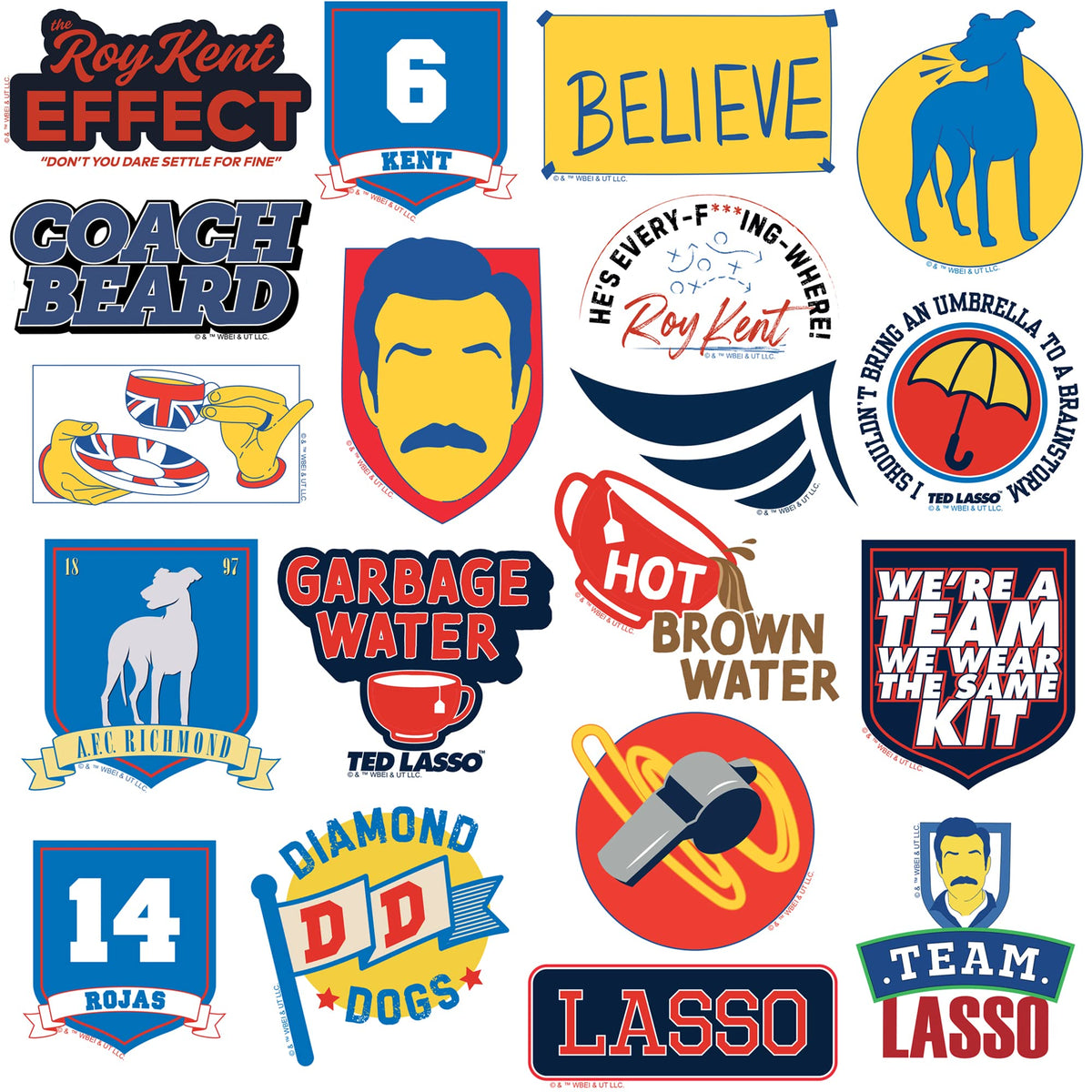 Ted Lasso 50Ct Sticker Pack Large Deluxe Stickers Variety Pack Laptop ...