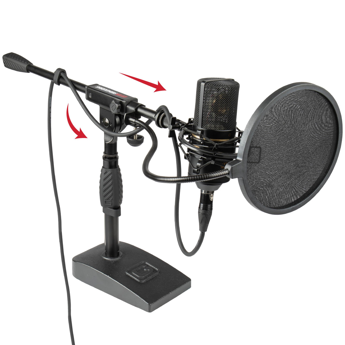 Gator Frameworks Short Weighted Base Microphone Boom Arm Stand with Cl ...