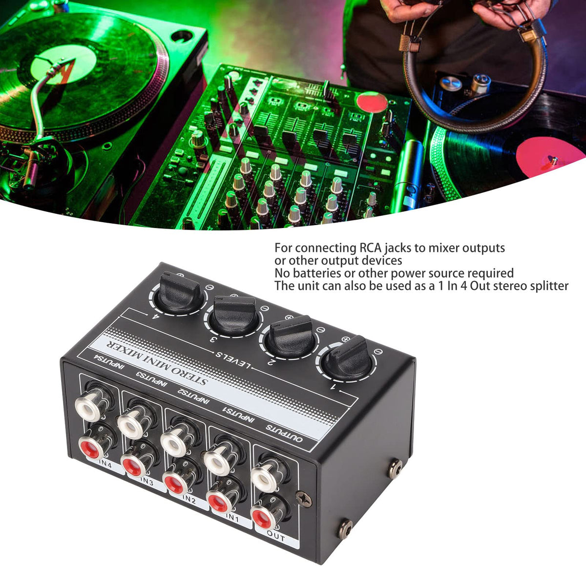 Cx400 Stereo Mini Audio Mixer, 4 Channel Portable Passive Mixer, Input ...