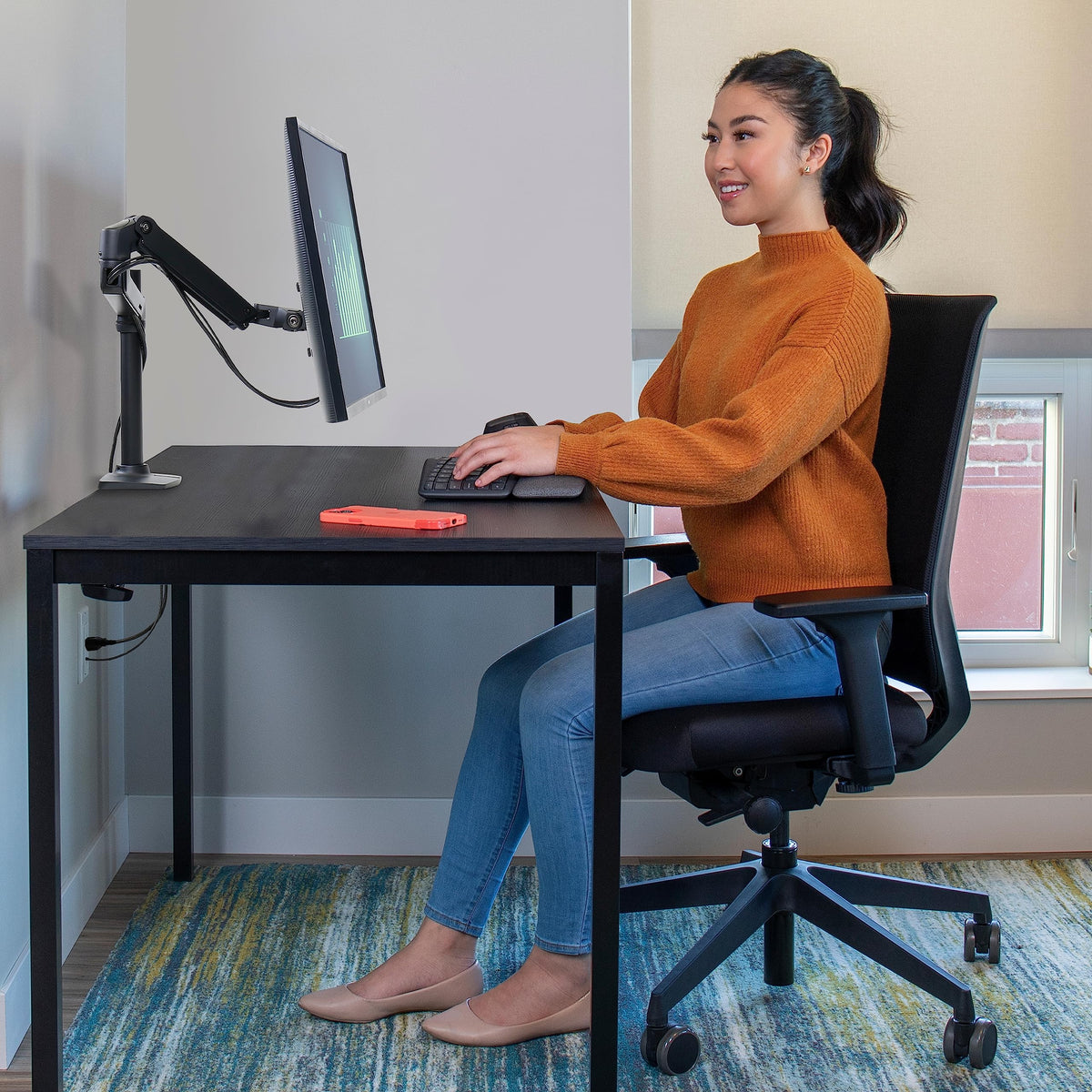 Ergotron LX Premium Monitor Arm, Single Monitor Desk Mount fits Fl ...