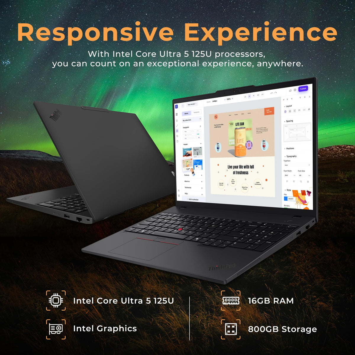 Lenovo ThinkPad T16 G3 16 WUXGA Laptop, Intel Ultra 5 125U, 16GB DDR5 ...