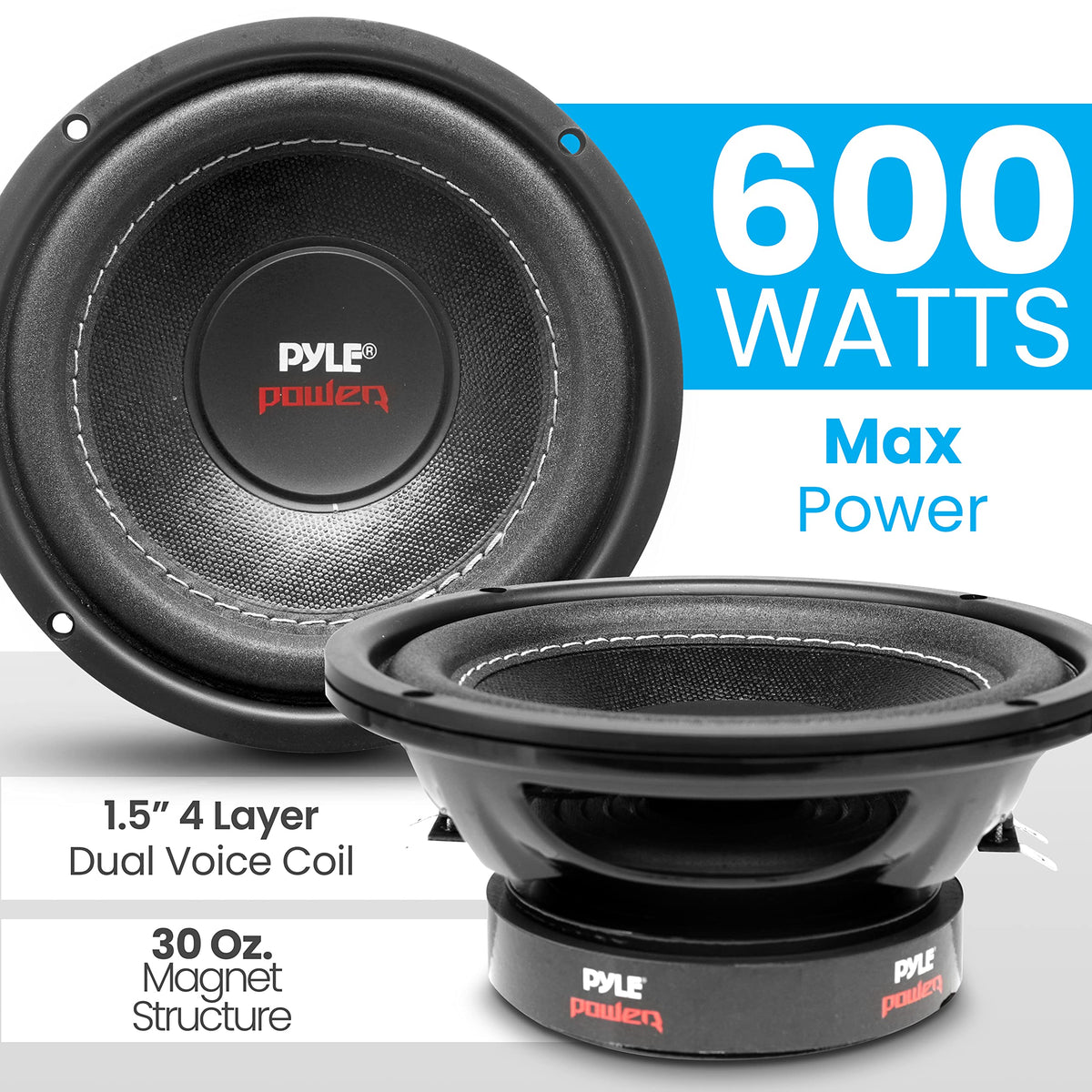 Pyle Car Vehicle Subwoofer Audio Speaker 6.5 Non Pressed Paper Cone, B ...