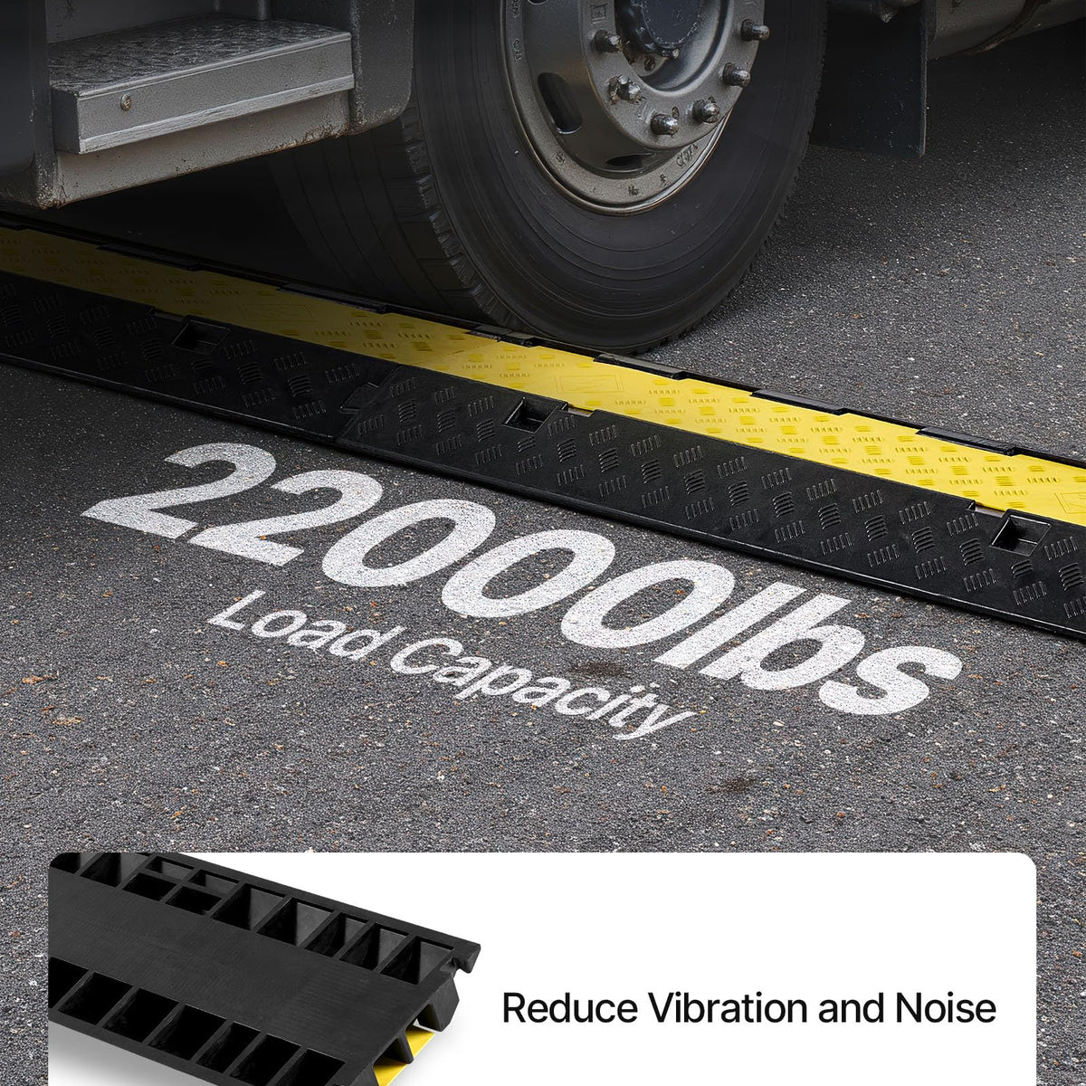 VEVOR Cable Protector Ramp, 2 Channel Heavy Duty 39.37 Rubber Cord Hose ...