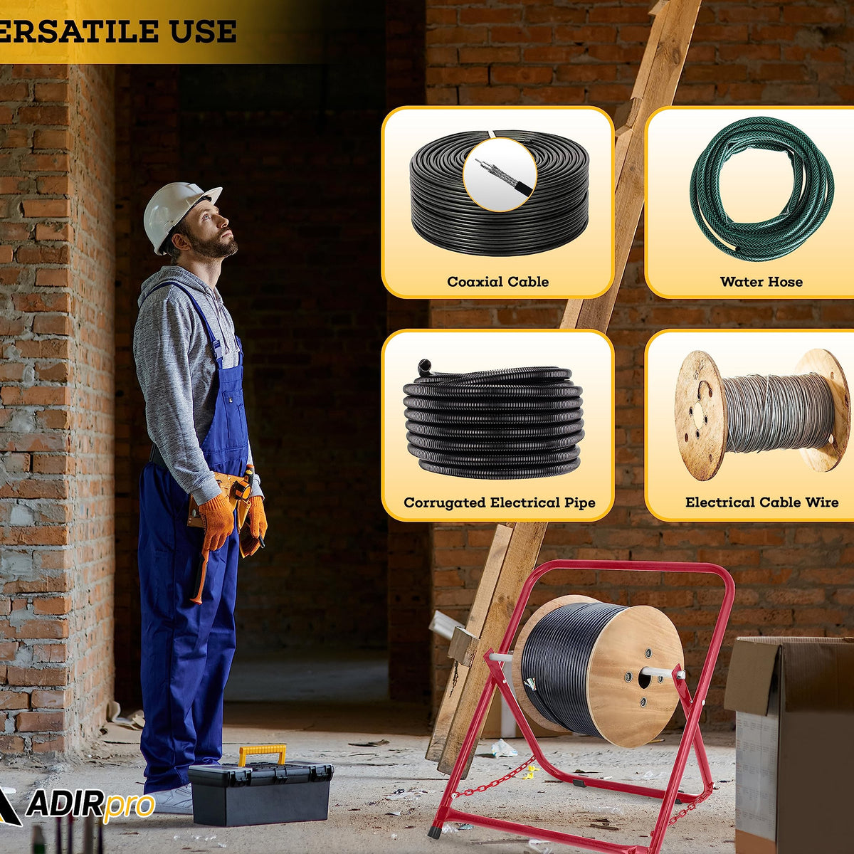 AdirPro Durable Single Axle Cable Caddy - Commercial Industrial Grade ...