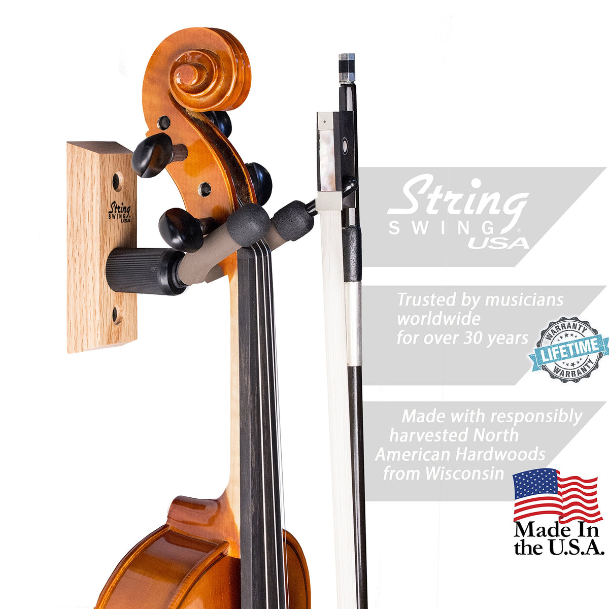 String Swing Violin Hanger Wooden Wall Mount For Home & Studio Cc01V O ...
