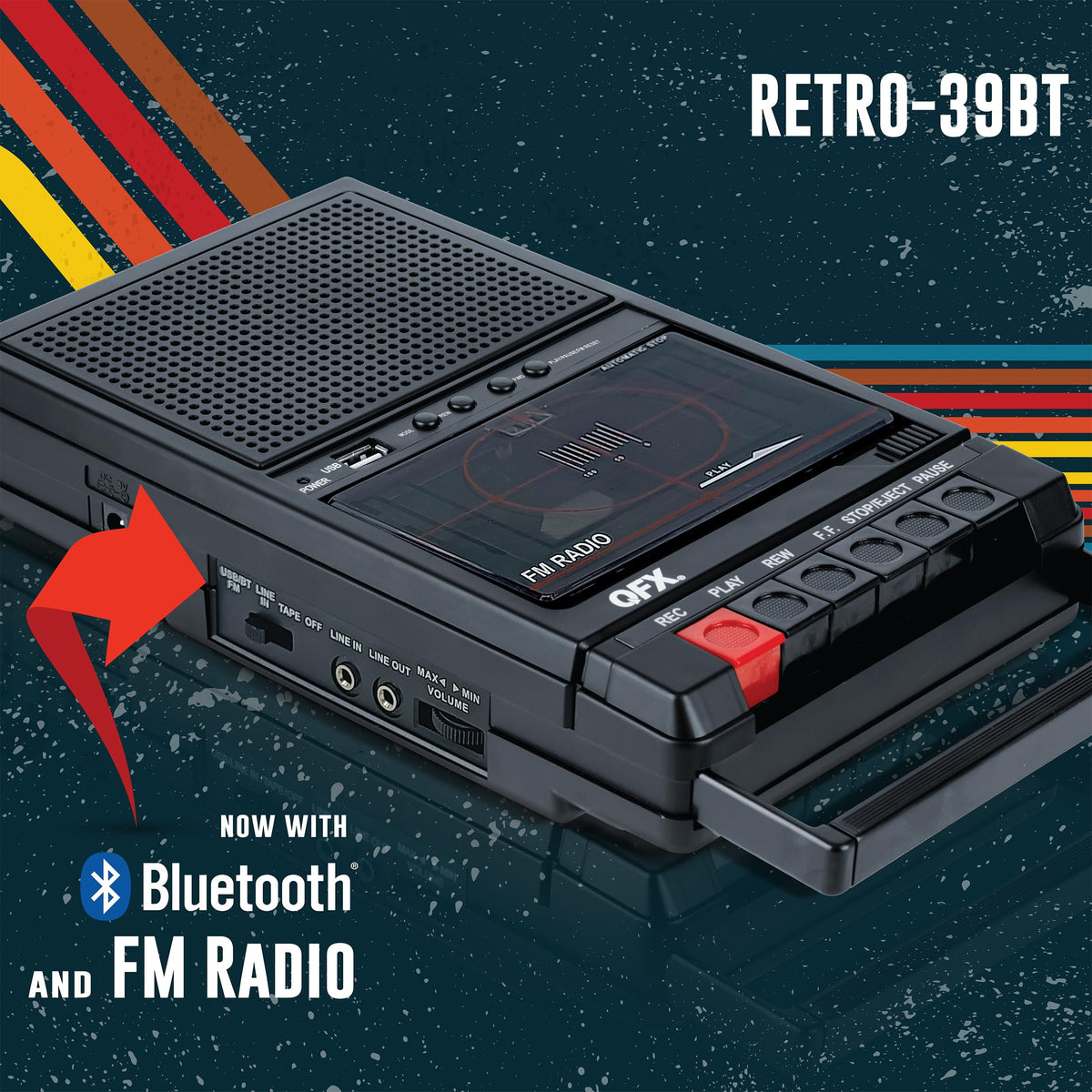 Qfx Retro 39 Shoebox Tape Recorder With Usb Player, Black – Electroeshop