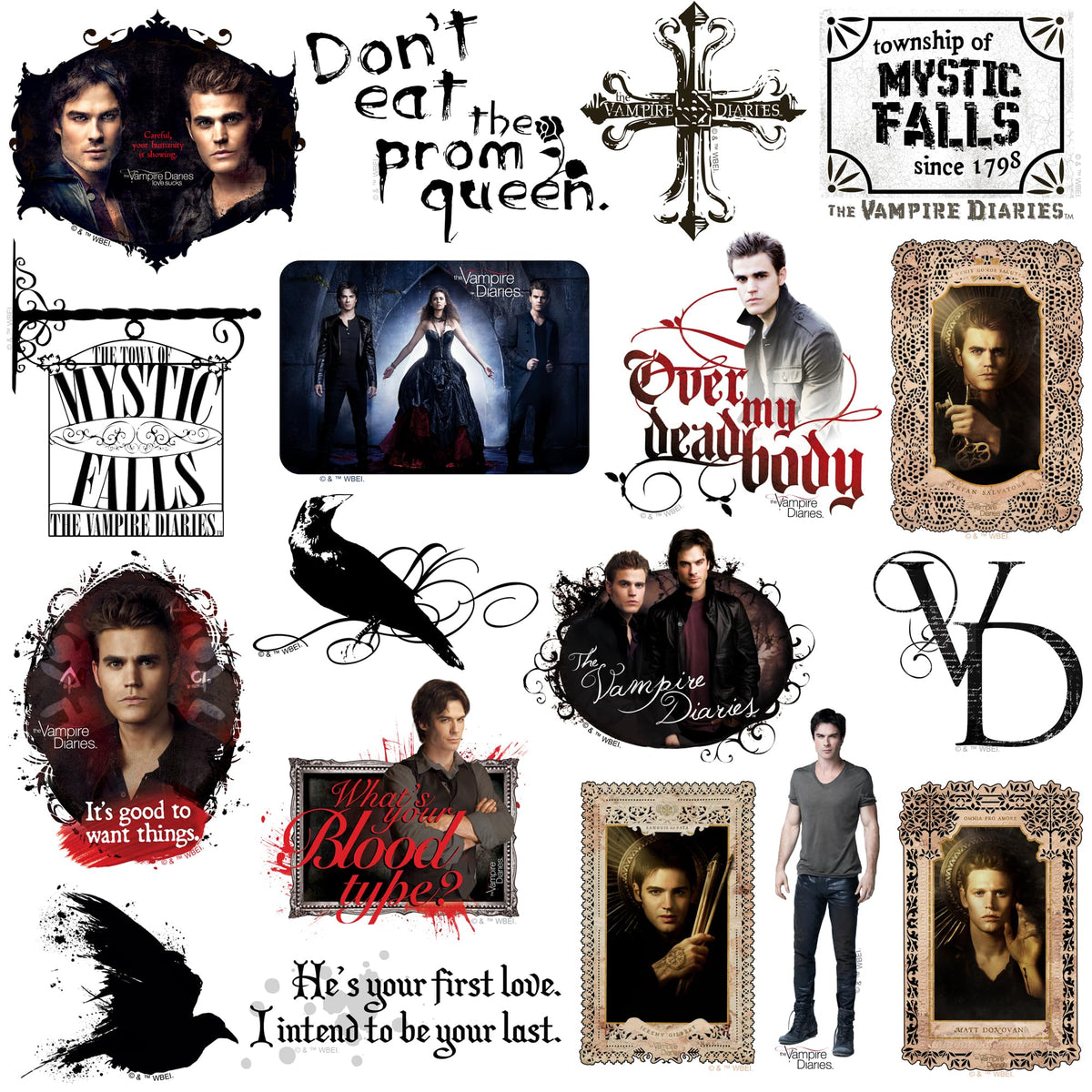 The Vampire Diaries 50Ct Vinyl Large Deluxe Stickers Variety Pack Lapt ...
