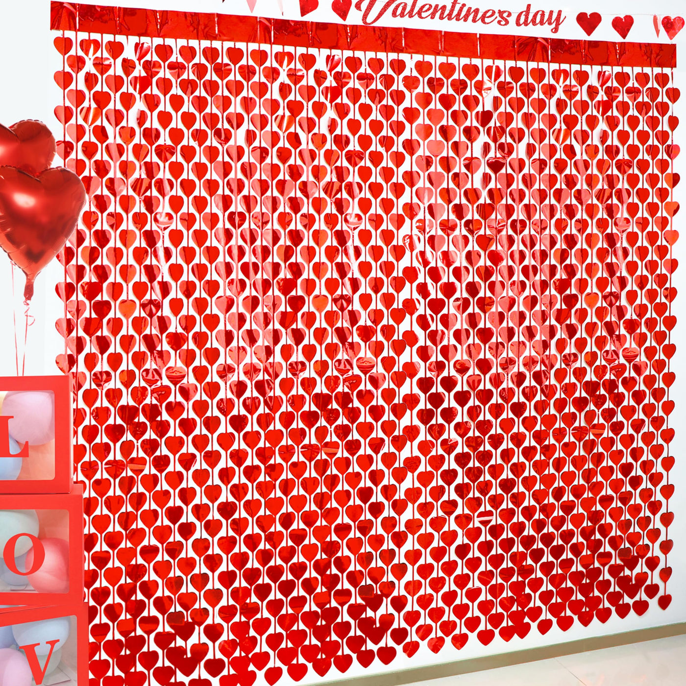 Valentines Day Decorations, 4 Pack Valentines Day Backdrop Garland, Re ...