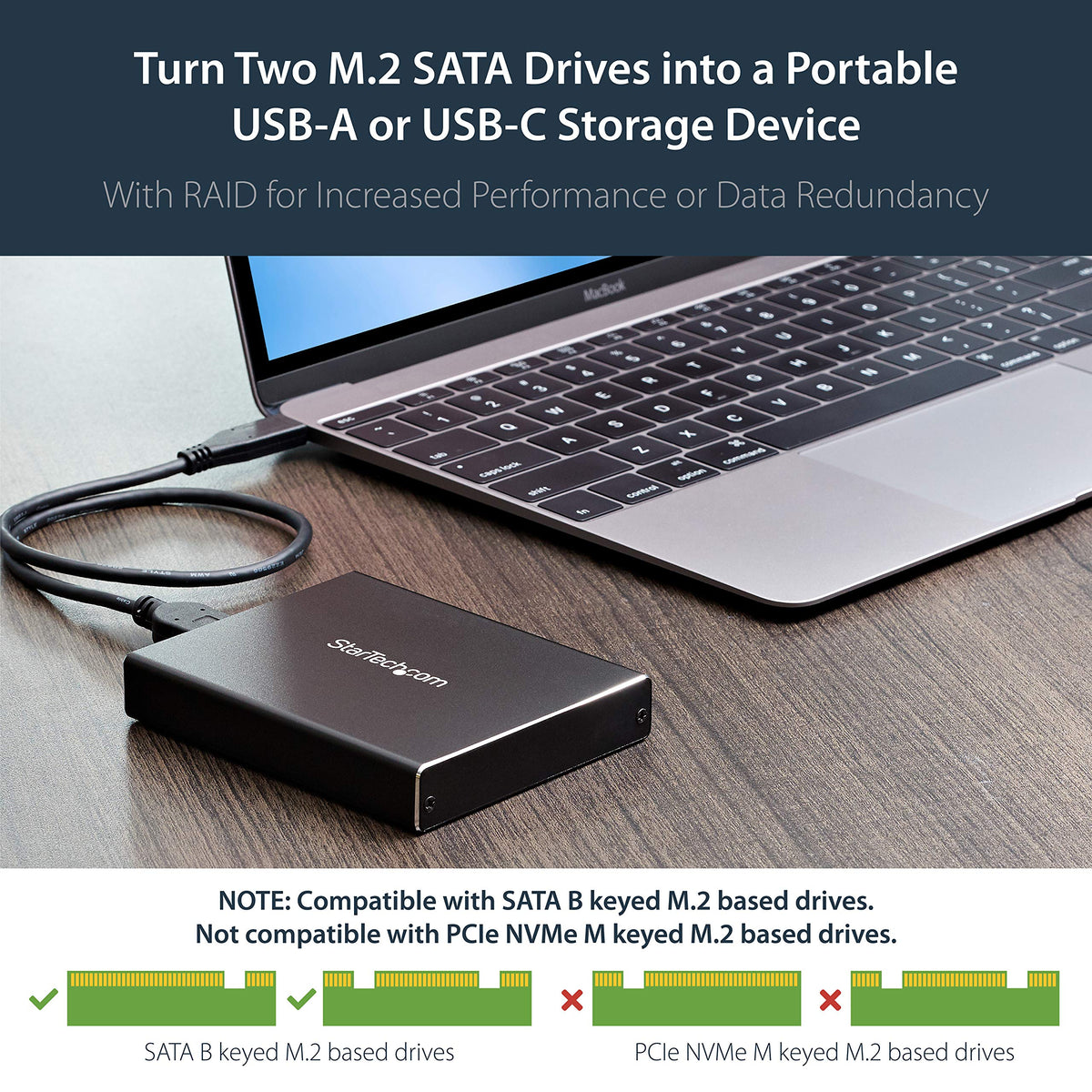 Startech.Com Dual Slot Hard Drive Enclosure For M.2 Sata Ssds Usb 3.1 ...