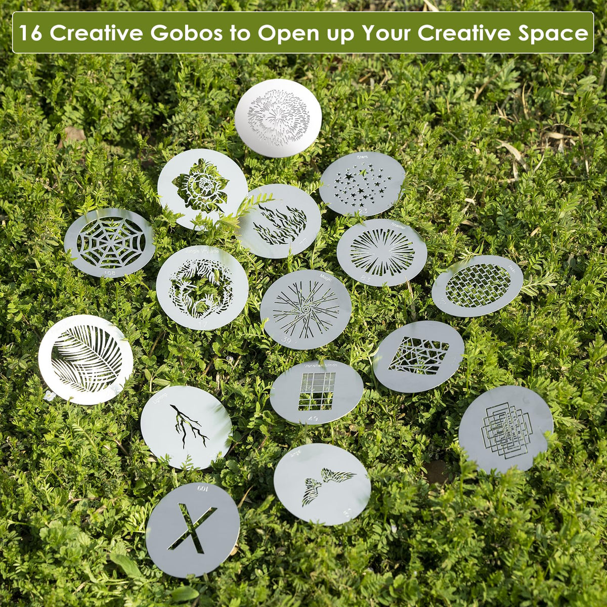 16Pcs Round Gobos Kit For Optical Snoot,66Mm/2.6In Metal Plate Patterns ...