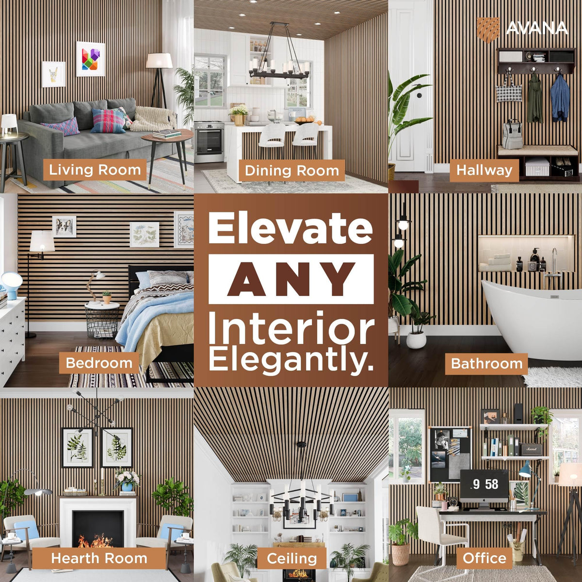 Avana Modern Acoustic Wood Wall Panels 47.2 X 12.6 Inch White Oak Acou ...